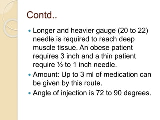 Intramuscular Injection -common sites, procedure, complications | PPTX