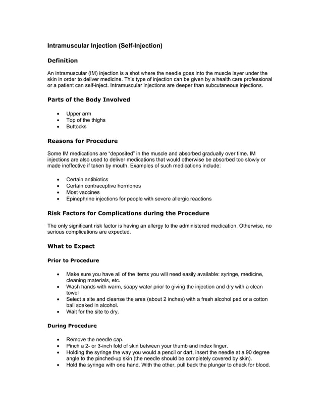 Intramuscular Injection (Im) | DOC