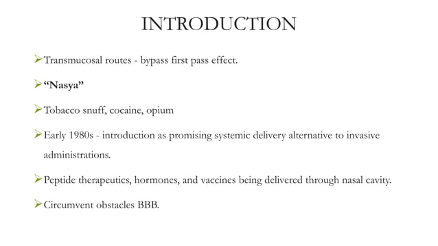 Intranasal route of drug administration | PPTX