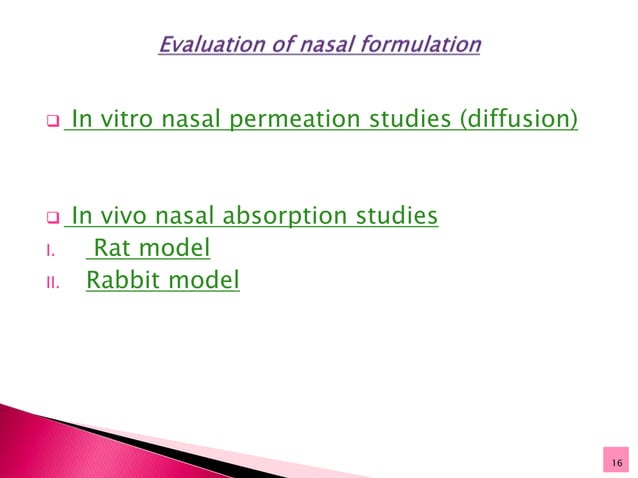 Intra nasal route drug delivery system | PPTX | Ear, Nose and Throat ...