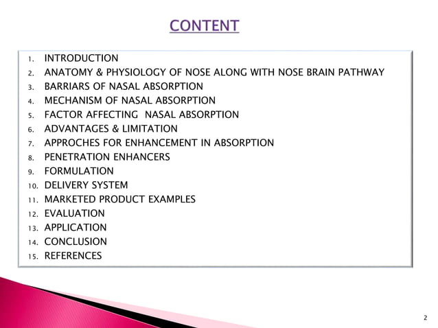 Intra nasal route drug delivery system | PPTX | Ear, Nose and Throat ...