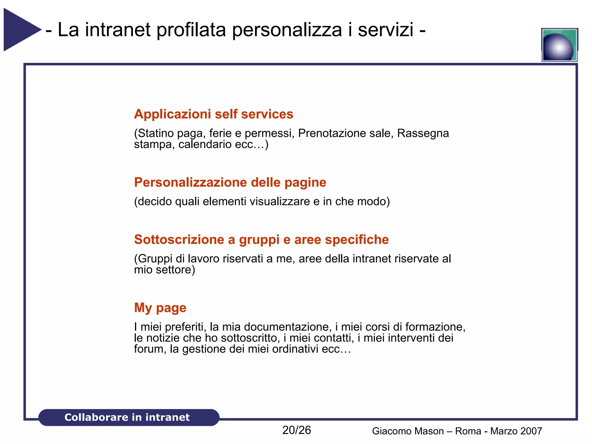 Intranet e collaborazione | PPT