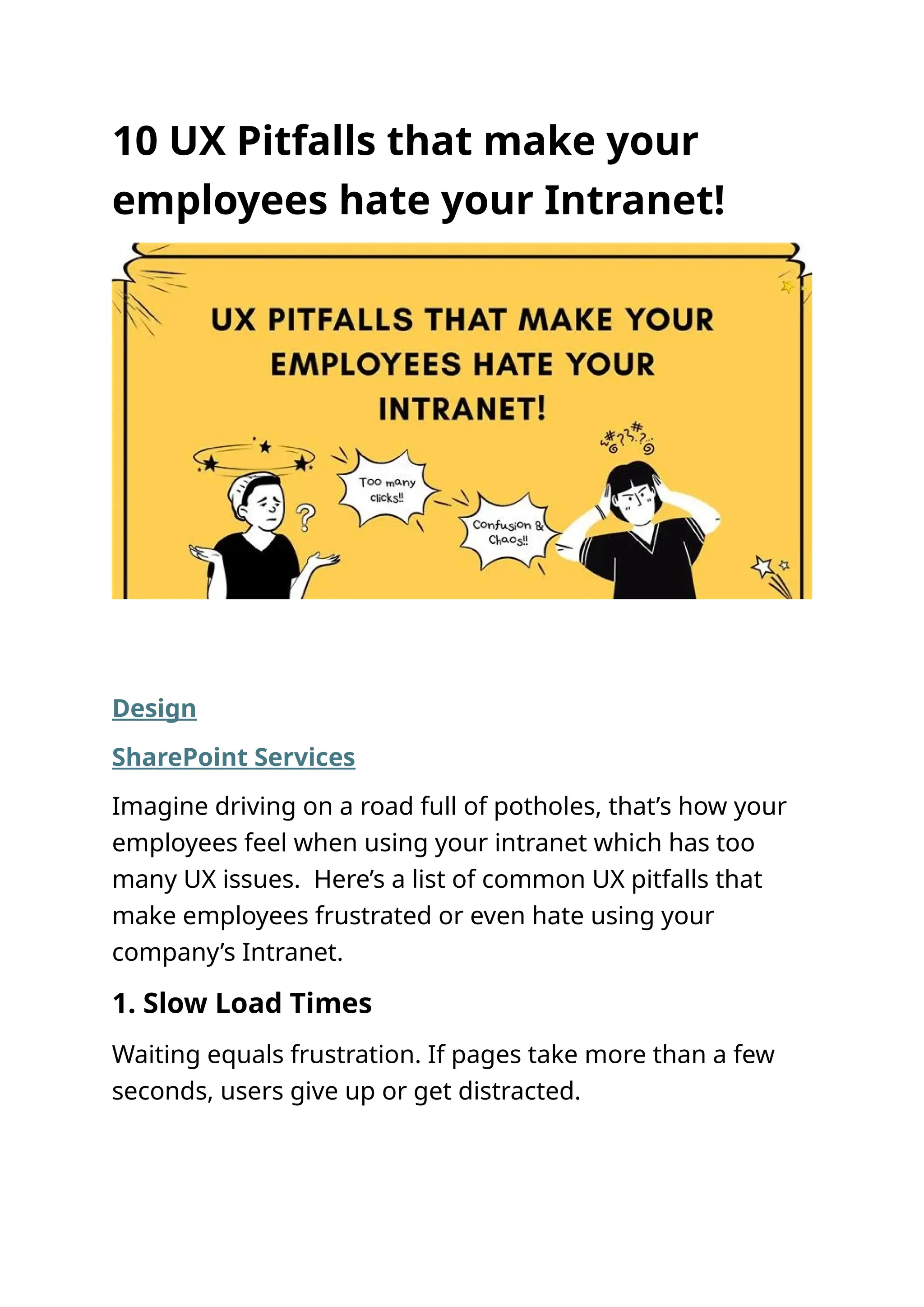 10 UX Pitfalls that make your employees hate your Intranet! | DOCX