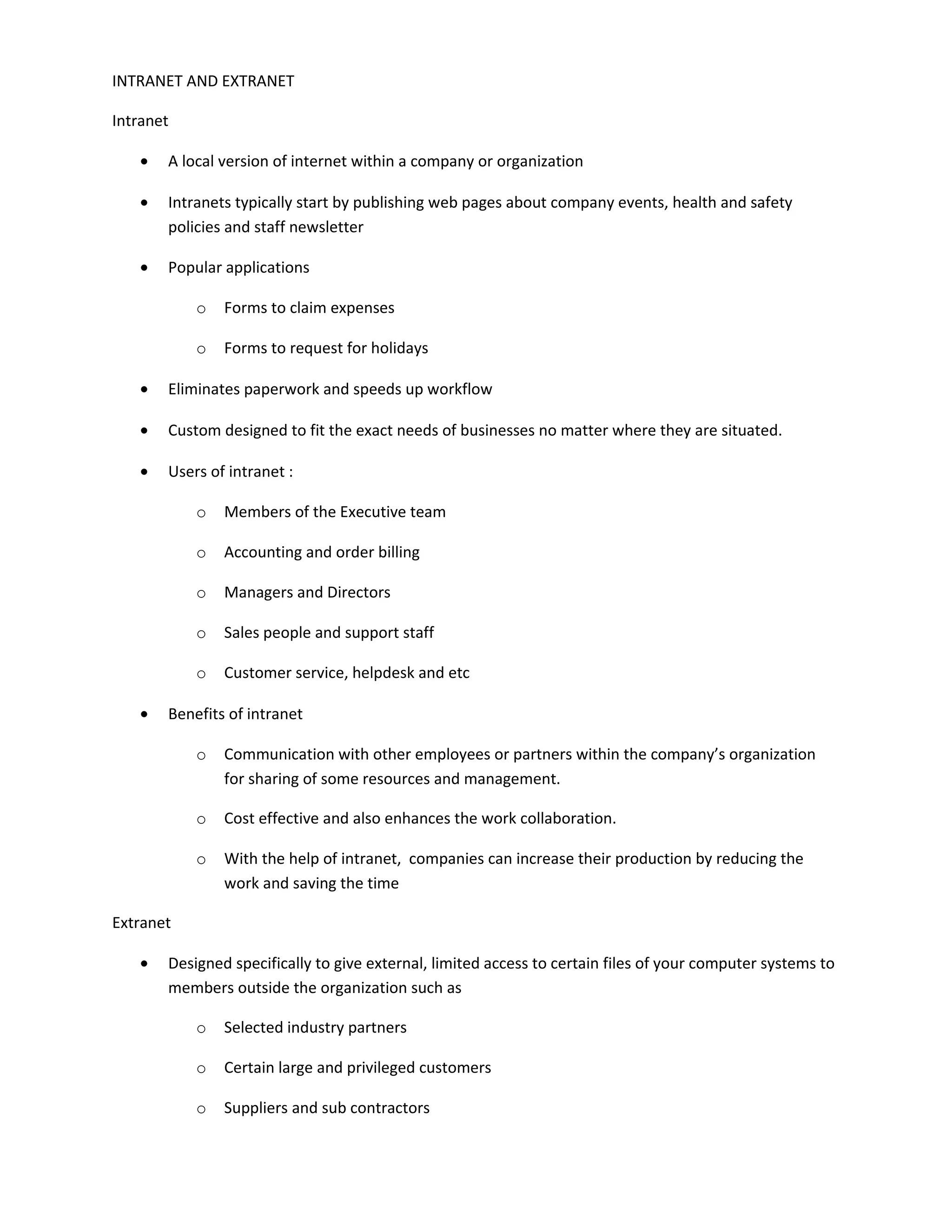 Intranet and extranet | PDF
