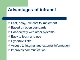 Intranet.. Extranet ... information technology | PPTX