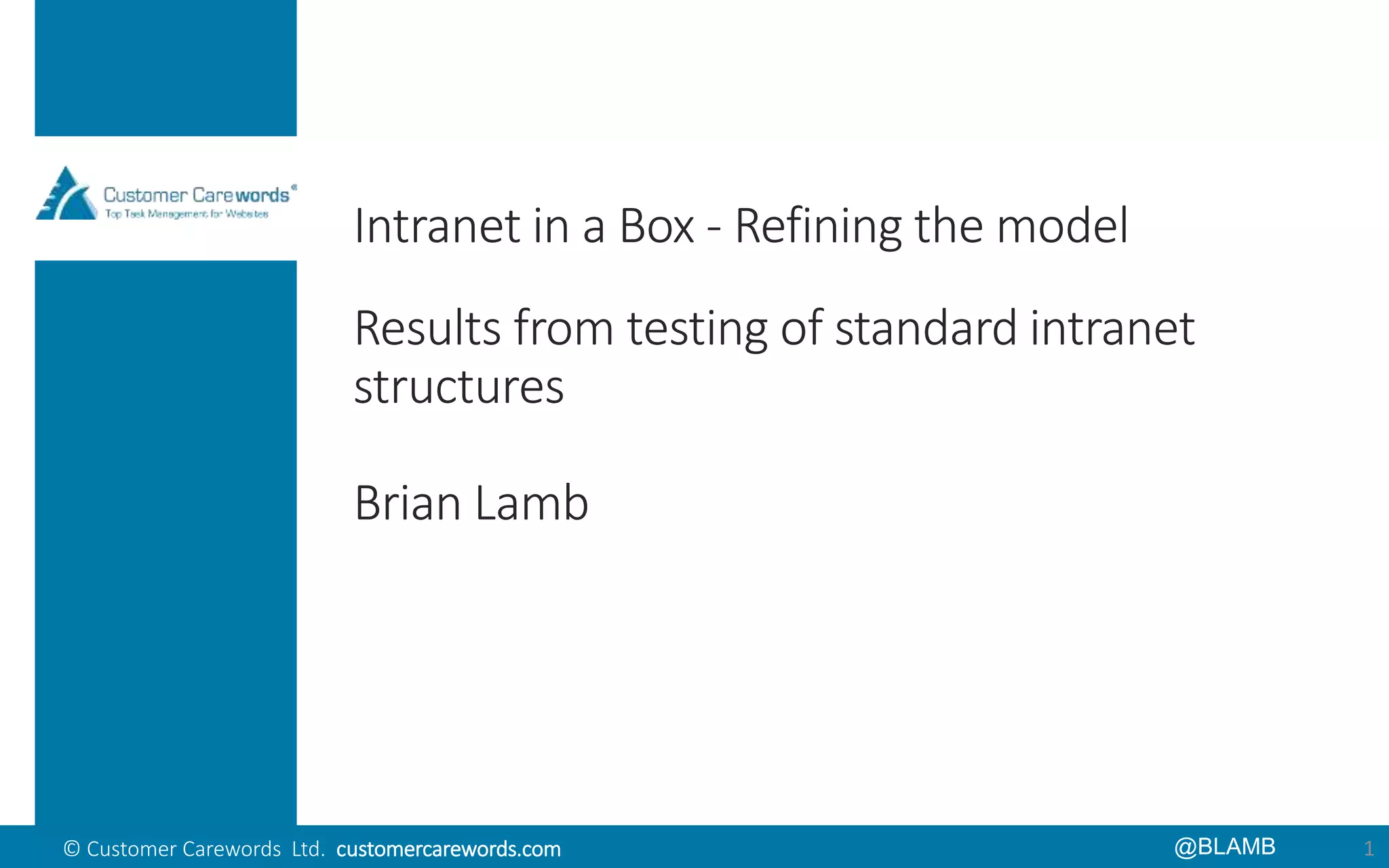 Intranet in a box refining the model | PPTX