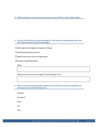 Intranet Survey Form | PDF