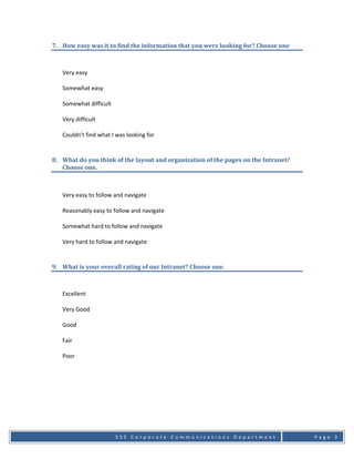 Intranet Survey Form | PDF