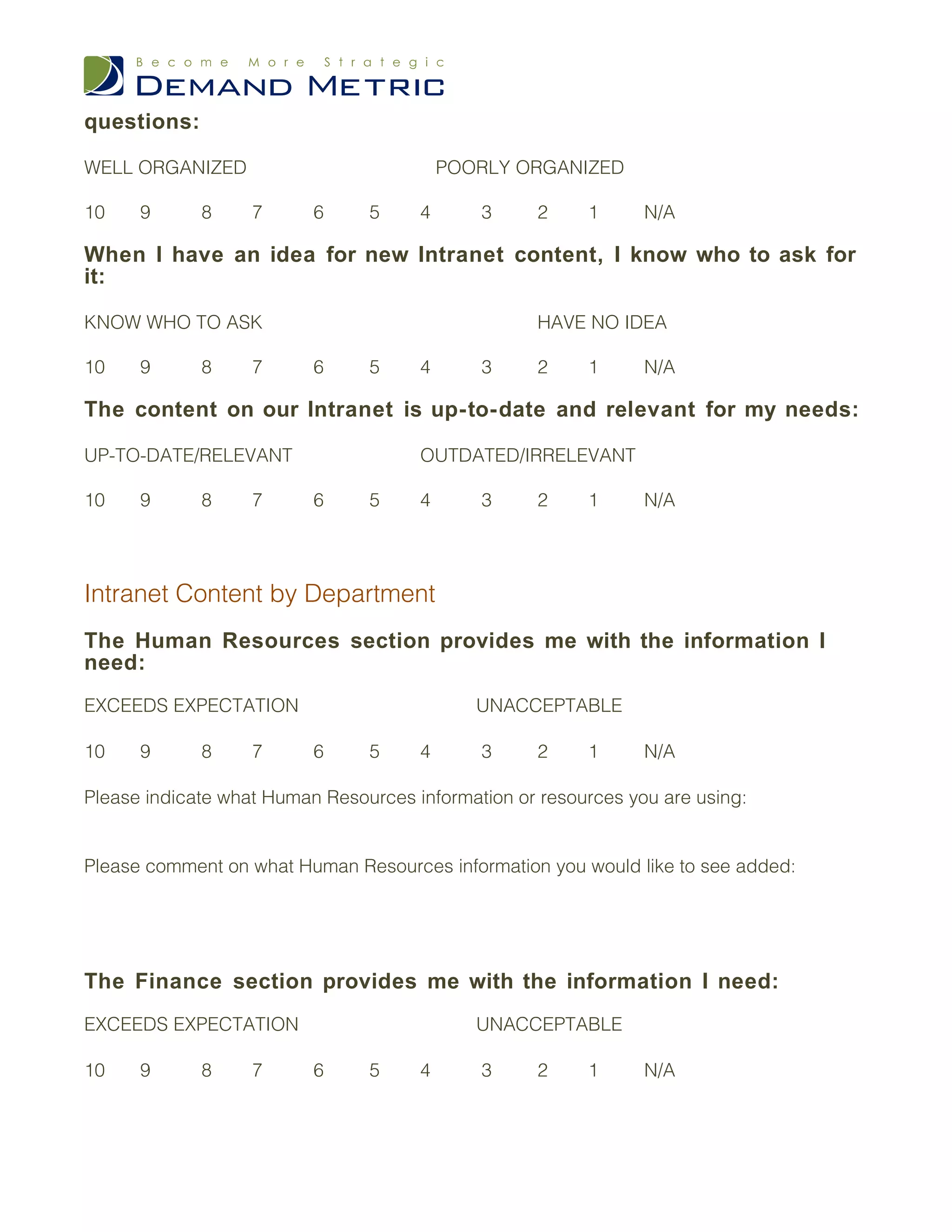Intranet Usage Survey | DOC