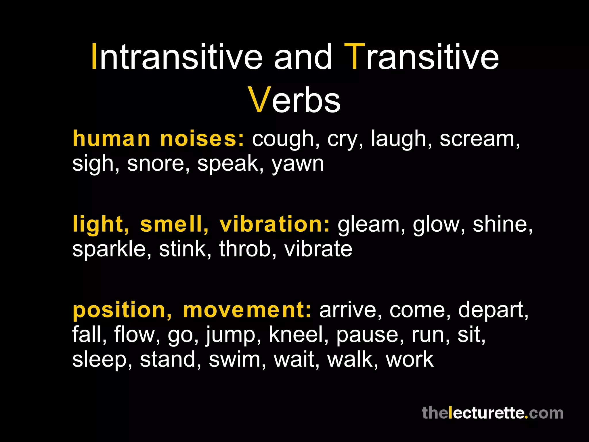 Intransitive and Transitive Verbs | PPT