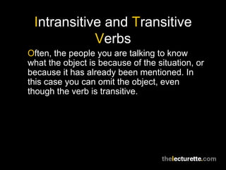 Intransitive and Transitive Verbs | PPT