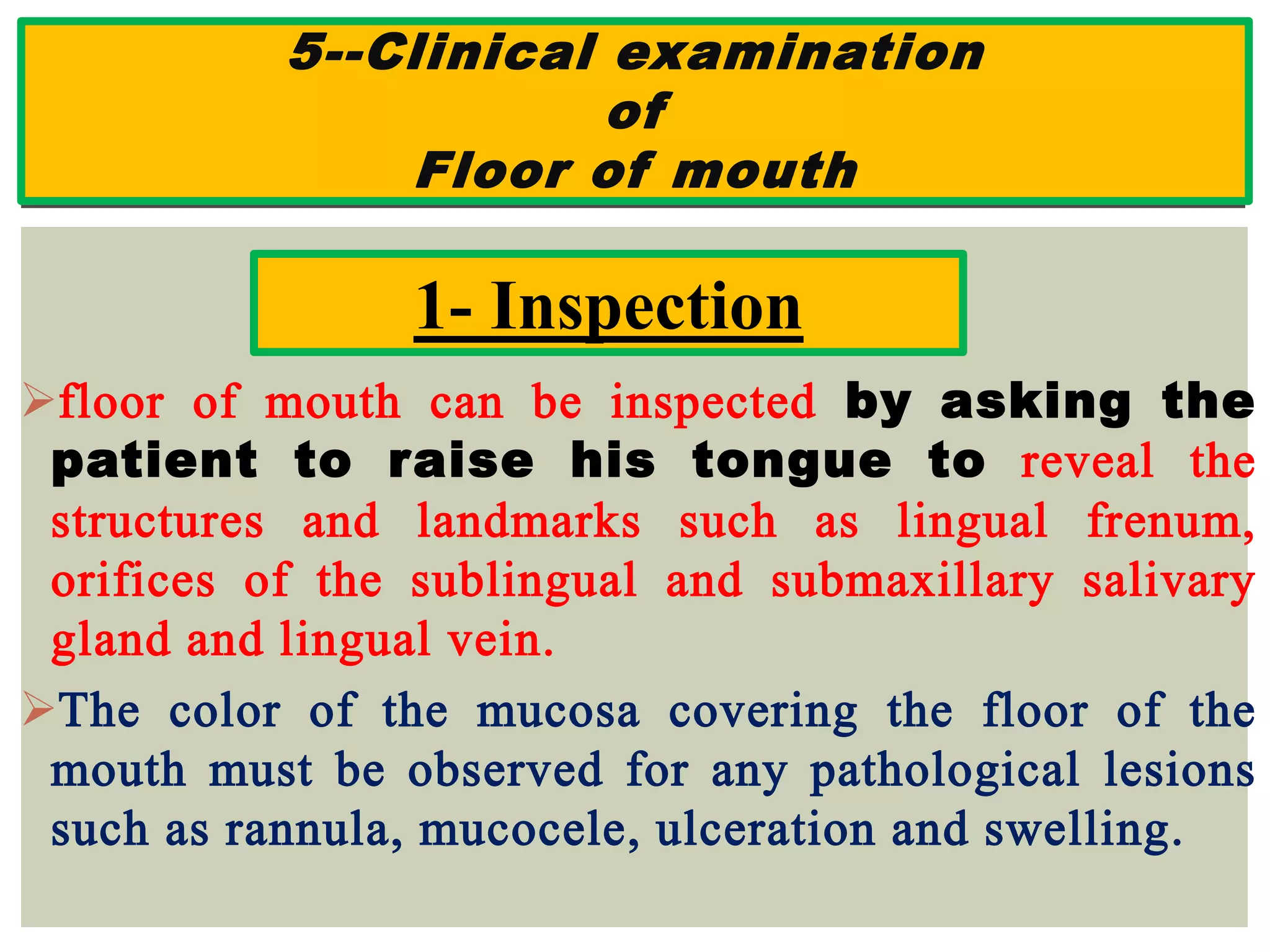 Intra oral examination | PPTX