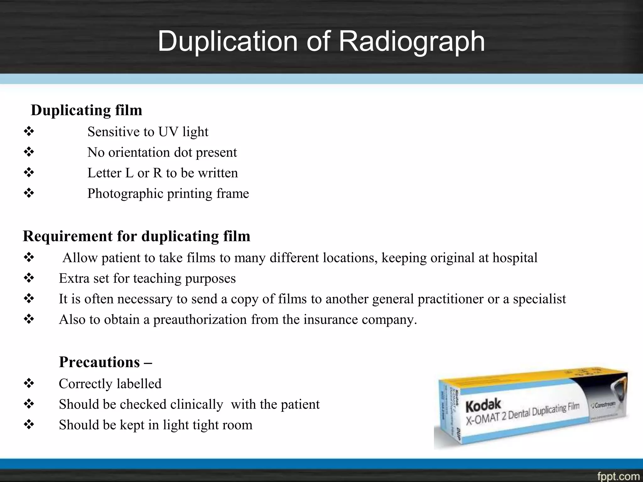 Intraoral radiographic processing and faults | PPTX