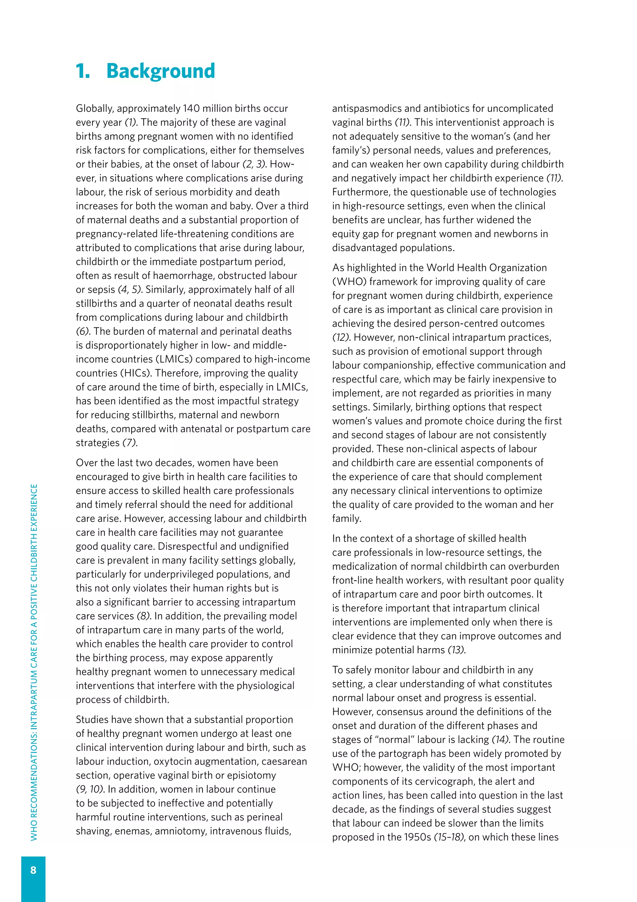 WHO recommendations Intrapartum care for a positive childbirth ...