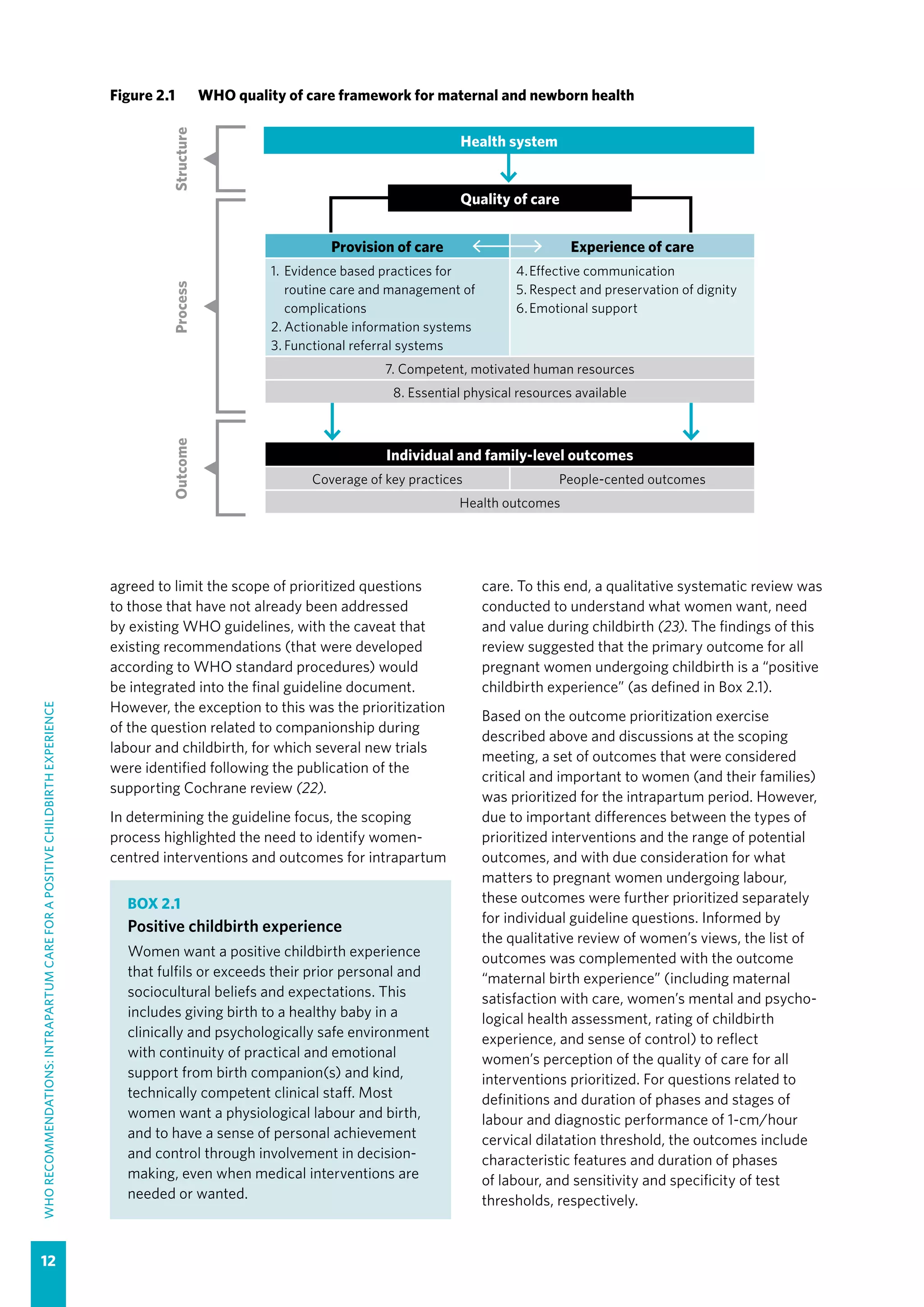 WHO recommendations Intrapartum care for a positive childbirth ...