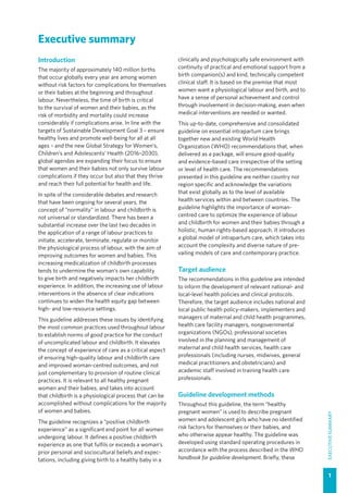 WHO recommendations Intrapartum care for a positive childbirth ...
