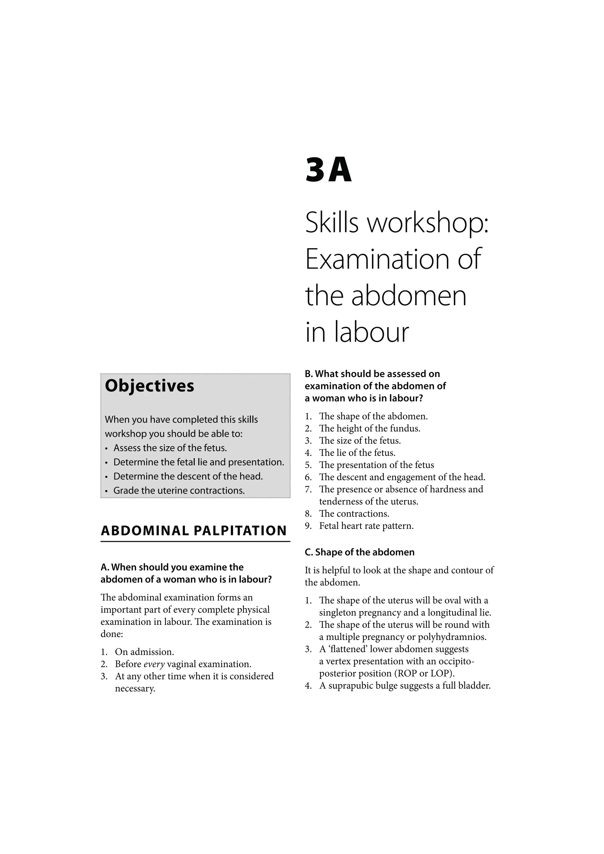 Intrapartum Care: Skills workshop Examination in labour | PDF