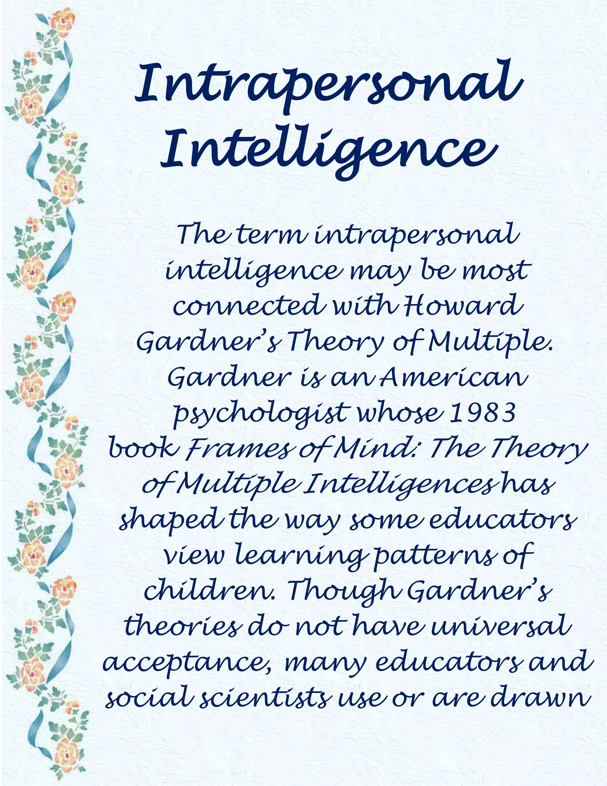 Intrapersonal Intelligence | DOCX