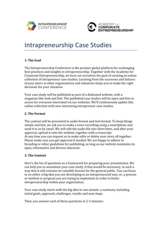 Intrapreneurship Case Studies - guide | PDF