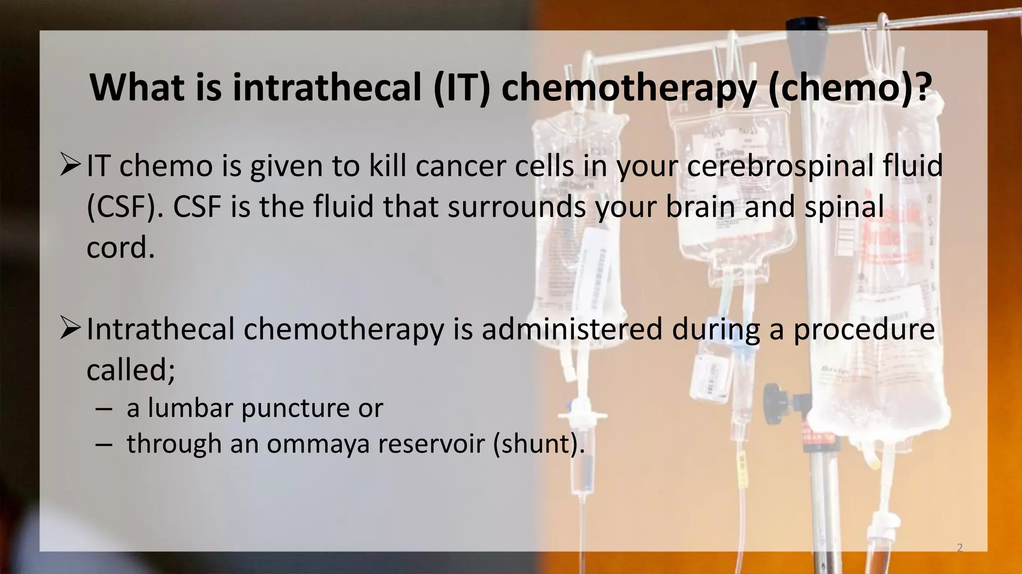 Intrathecal route for chemotherapy | PDF
