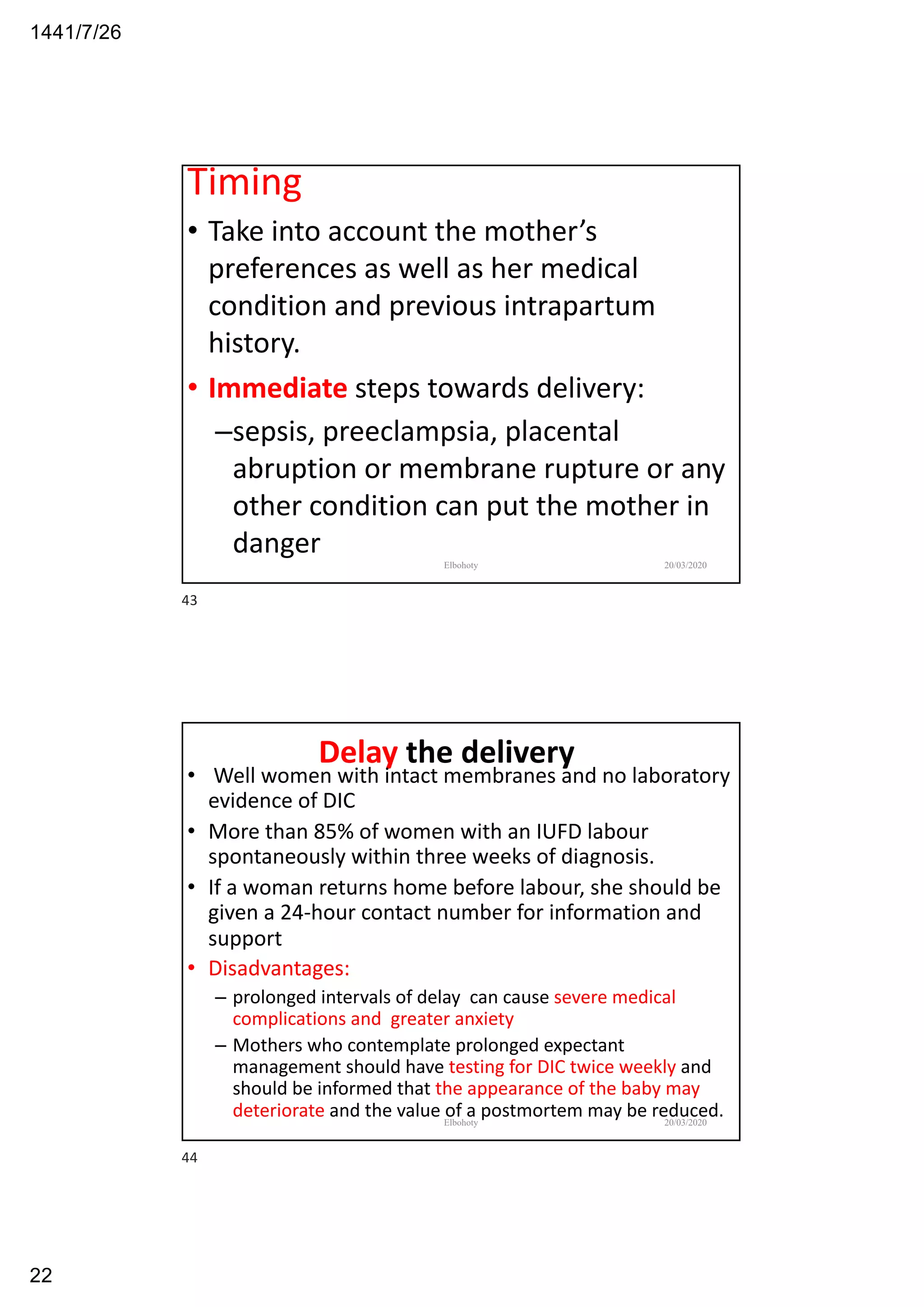 Intrauterine fetal demise (iufd) | PDF