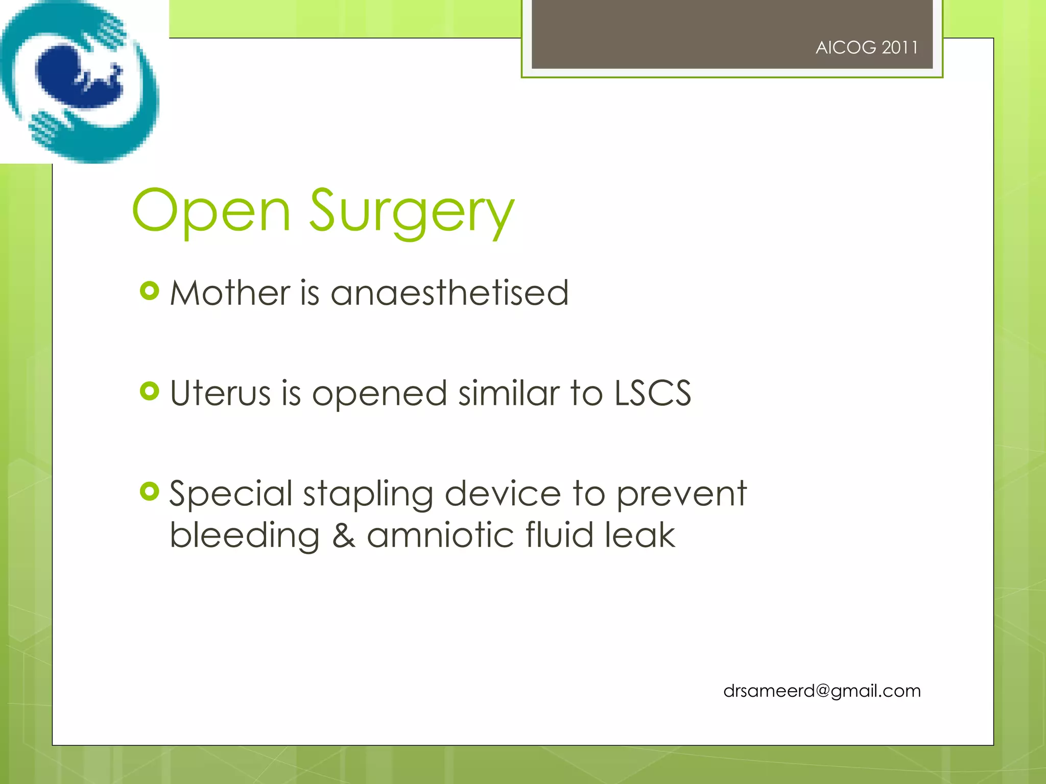 Intra uterine fetal surgery | PPT