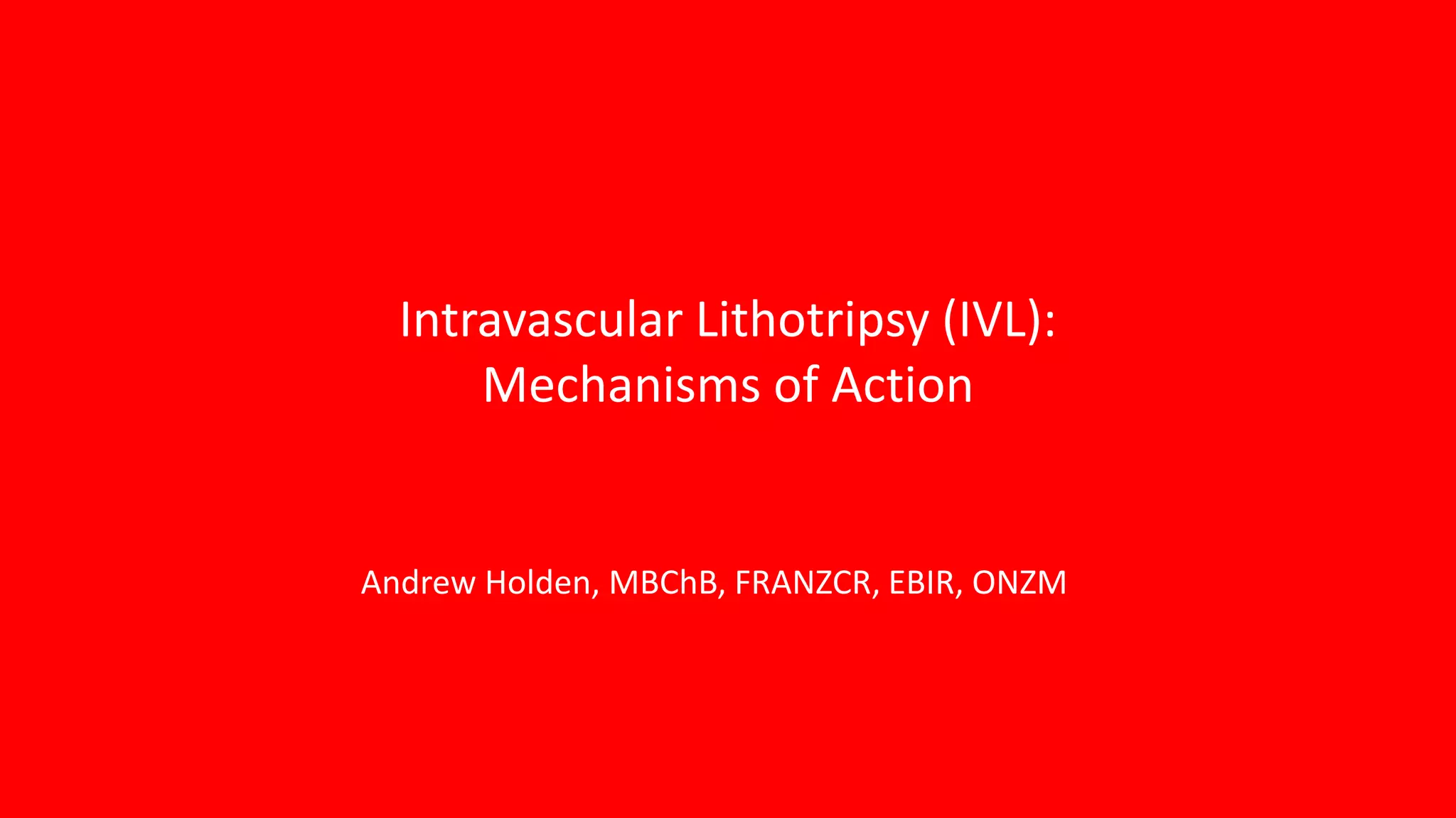 Intravascular lithotripsy (ivl) for peripheral arterial disease | PDF