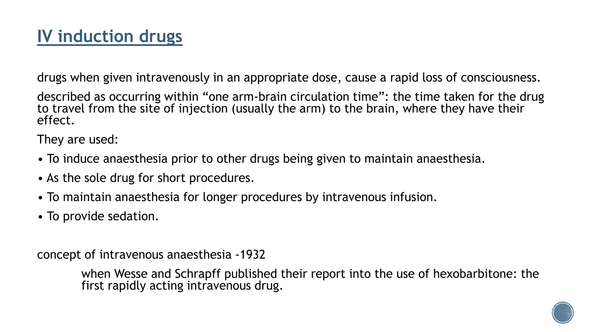 Intravenous anaesthetic agents | PPTX