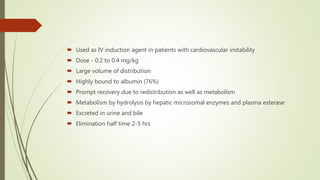 Intravenous anaesthetic agents | PPTX
