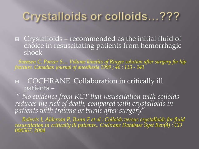 Intravenous fluids crystalloids and colloids | PPT