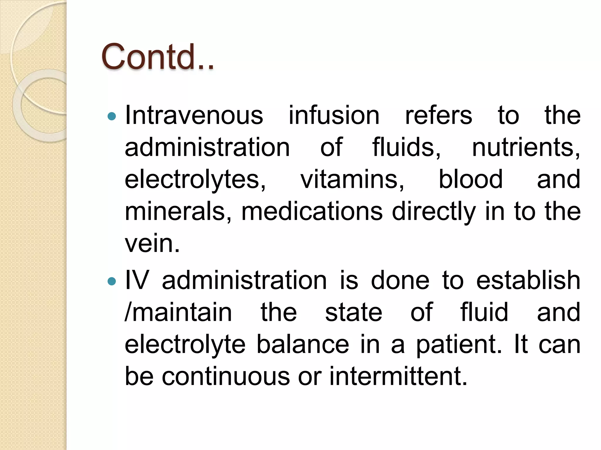 Intravenous Administration of Drugs | PPTX