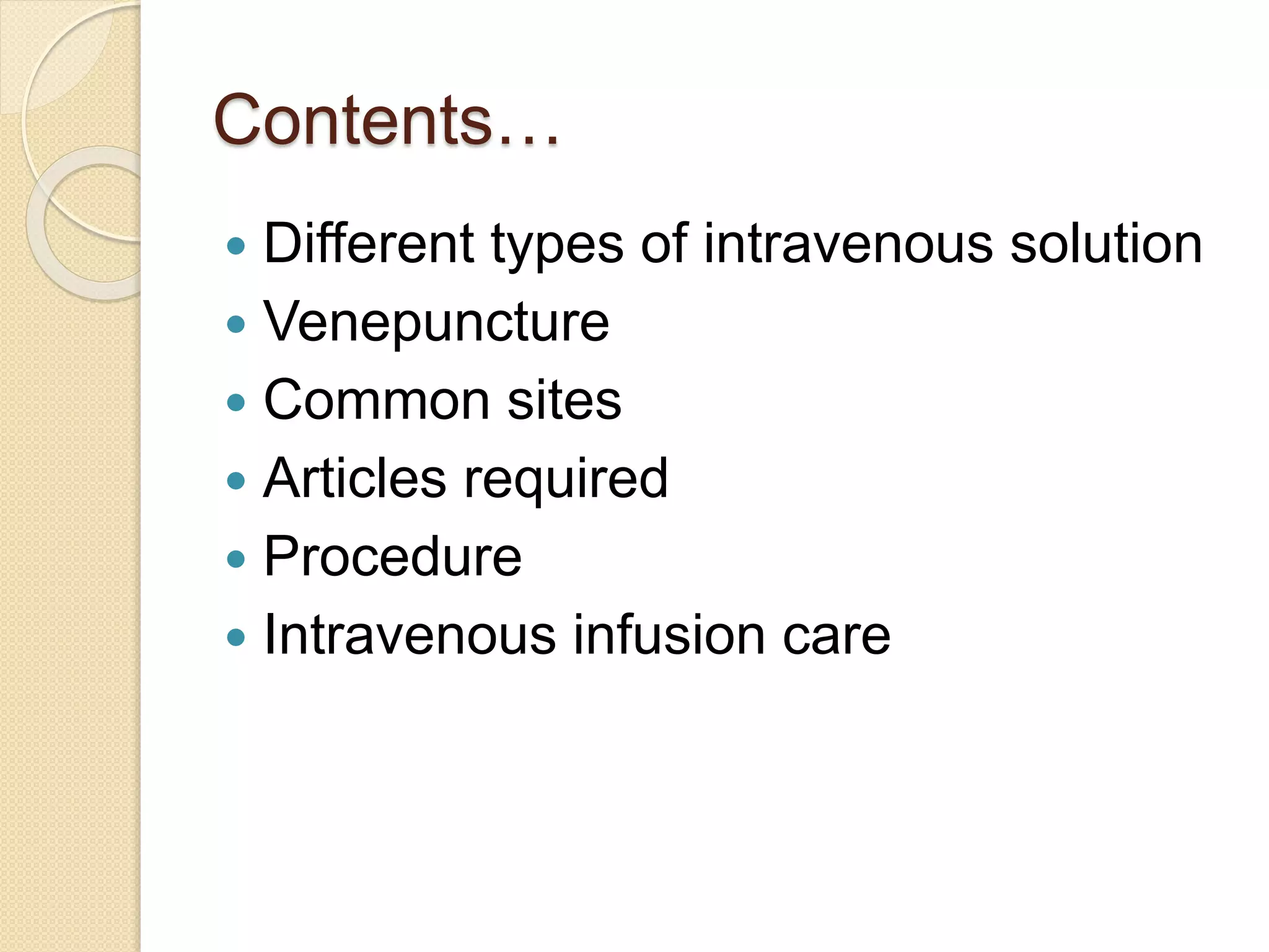 Intravenous Administration of Drugs | PPTX