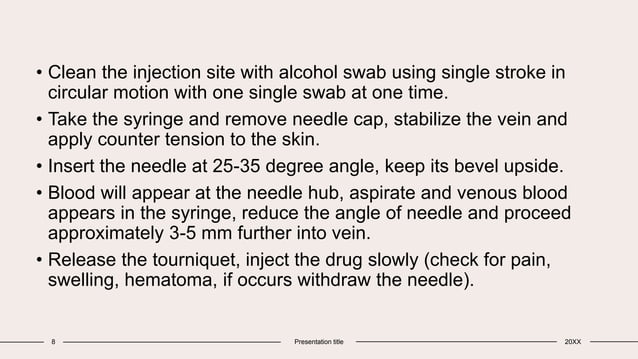 INTRAVENOUS INJECTION.pptx | First Aid | Injuries