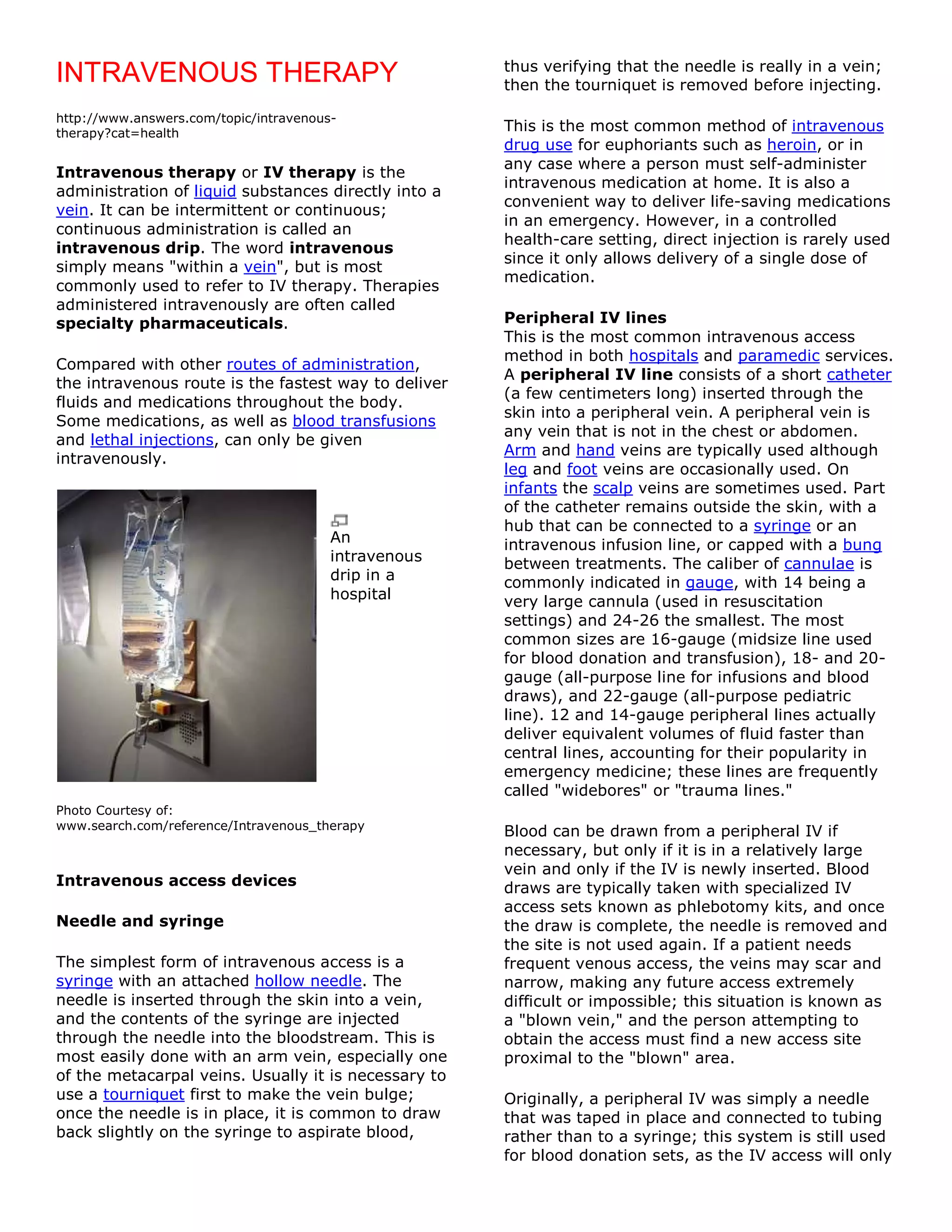 Intravenous Therapy | PDF