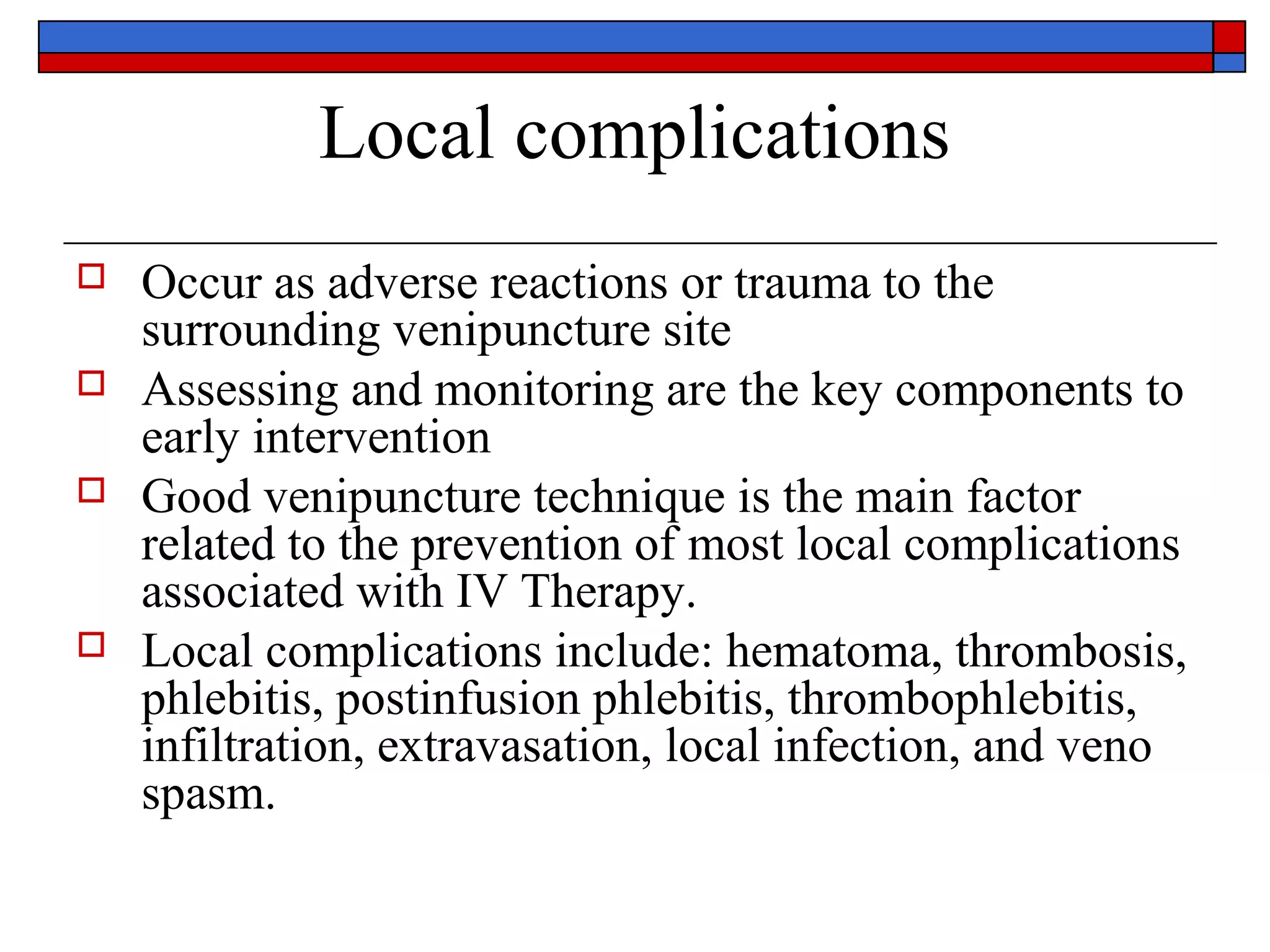 Intra venous therapy complications | PPT