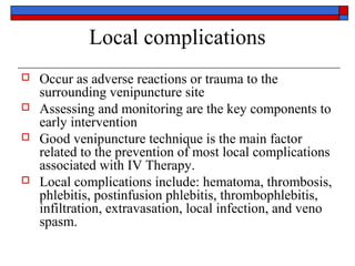 Intra venous therapy complications | PPT