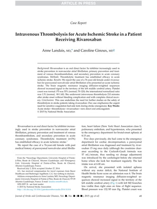 Intravenous thrombolysis for acute ischemic stroke | PDF