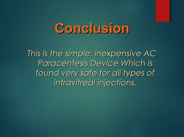 A Simple & Novel AC Paracentesis Device for safe intravitreal injection ...