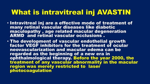 Intravitreal injection avastin facts and myths | PPTX