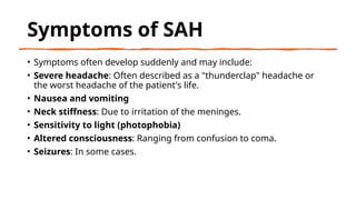 intrcranial tumors, SAH, Aneurysms.pptx disease of brain | PPT