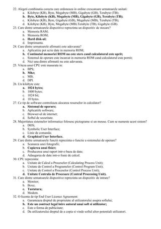 Intrebari calculator operatori | DOC
