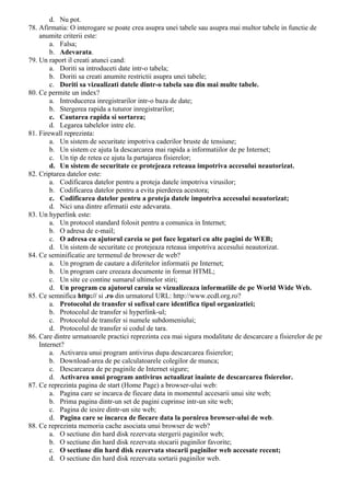 Intrebari calculator operatori | DOC