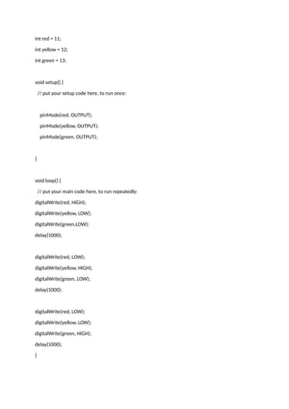 Kode program ARduino untuk menyalakan LED | DOCX