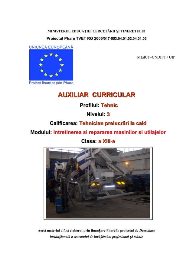 Intretinerea si repararea masinilor si utilajelor | DOC