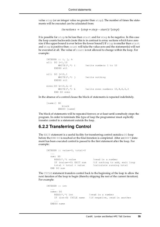 control statements in fortran 77