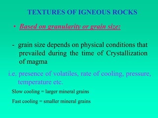 Forms of igneous rock bodies and textures | PPT