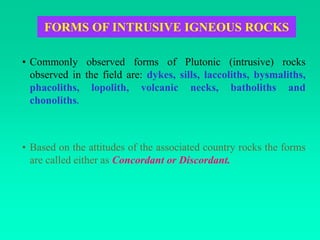 Forms of igneous rock bodies and textures | PPT