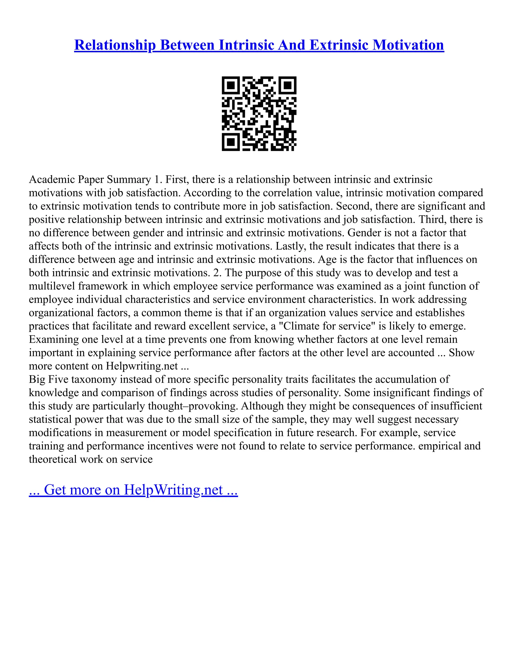 Intrinsic And Extrinsic Motivations | PDF