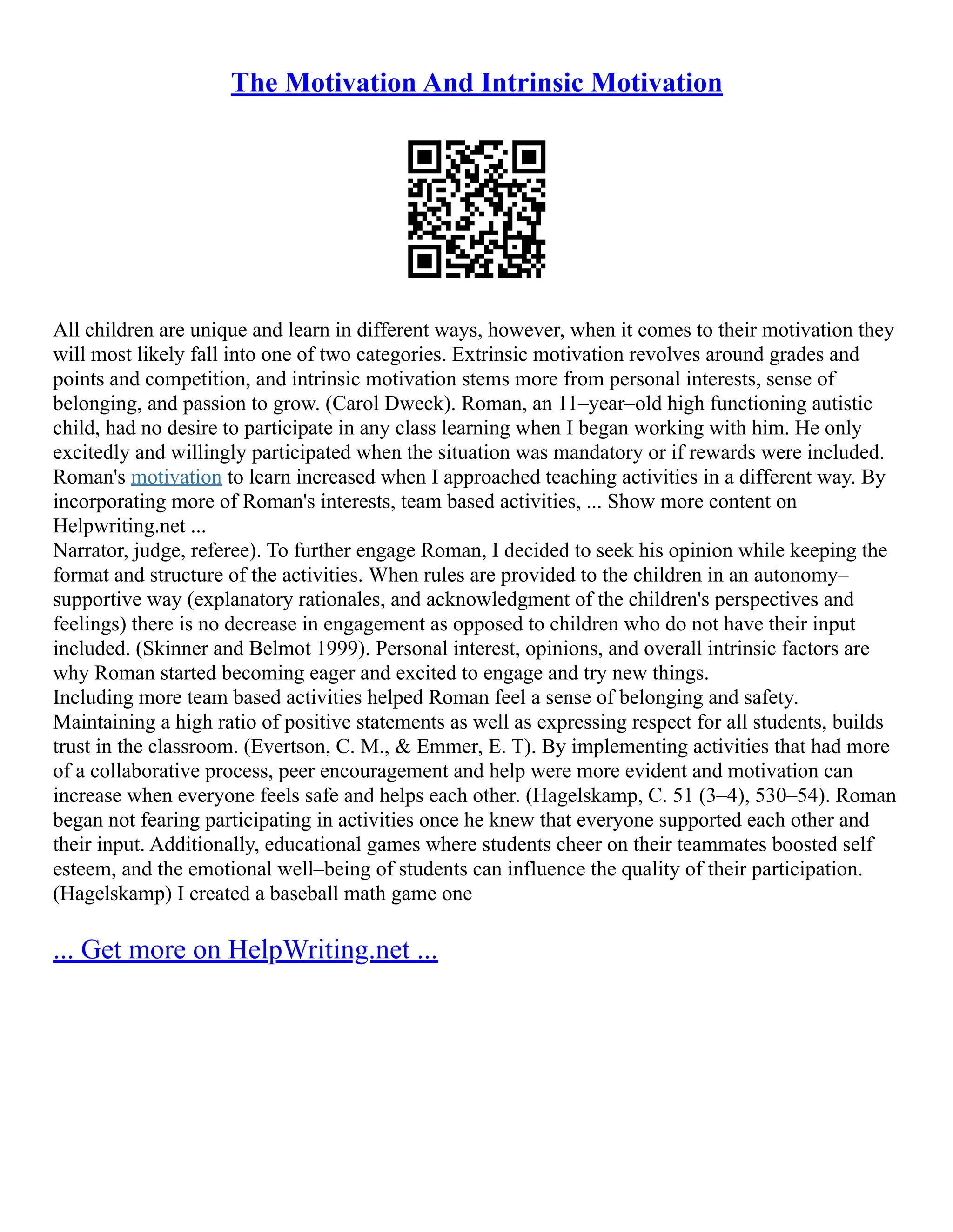 Intrinsic And Extrinsic Motivations | PDF