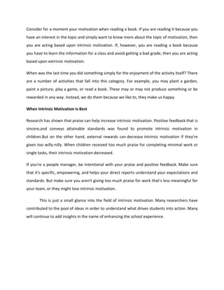 What is Intrinsic Motivation? | PDF